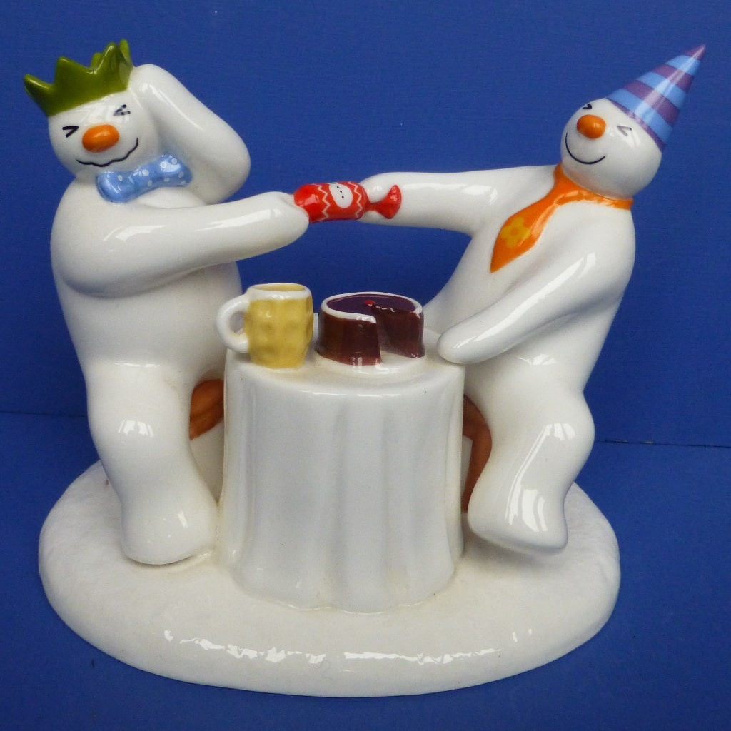 Coalport Snowman Figurine - Pulling A Cracker - Boxed – Peak Antiques ...
