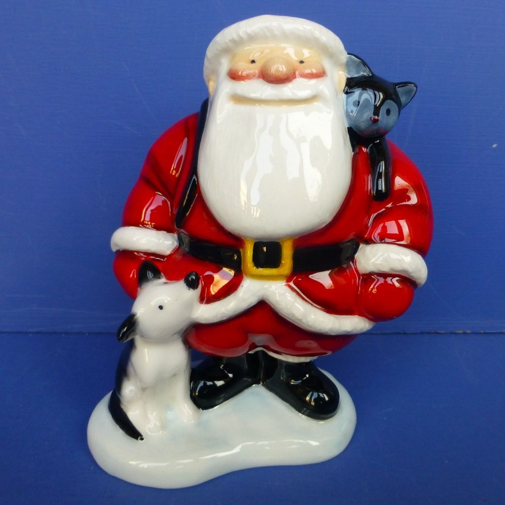 John Beswick Father Christmas Figurine - Father Christmas With Cat & D ...