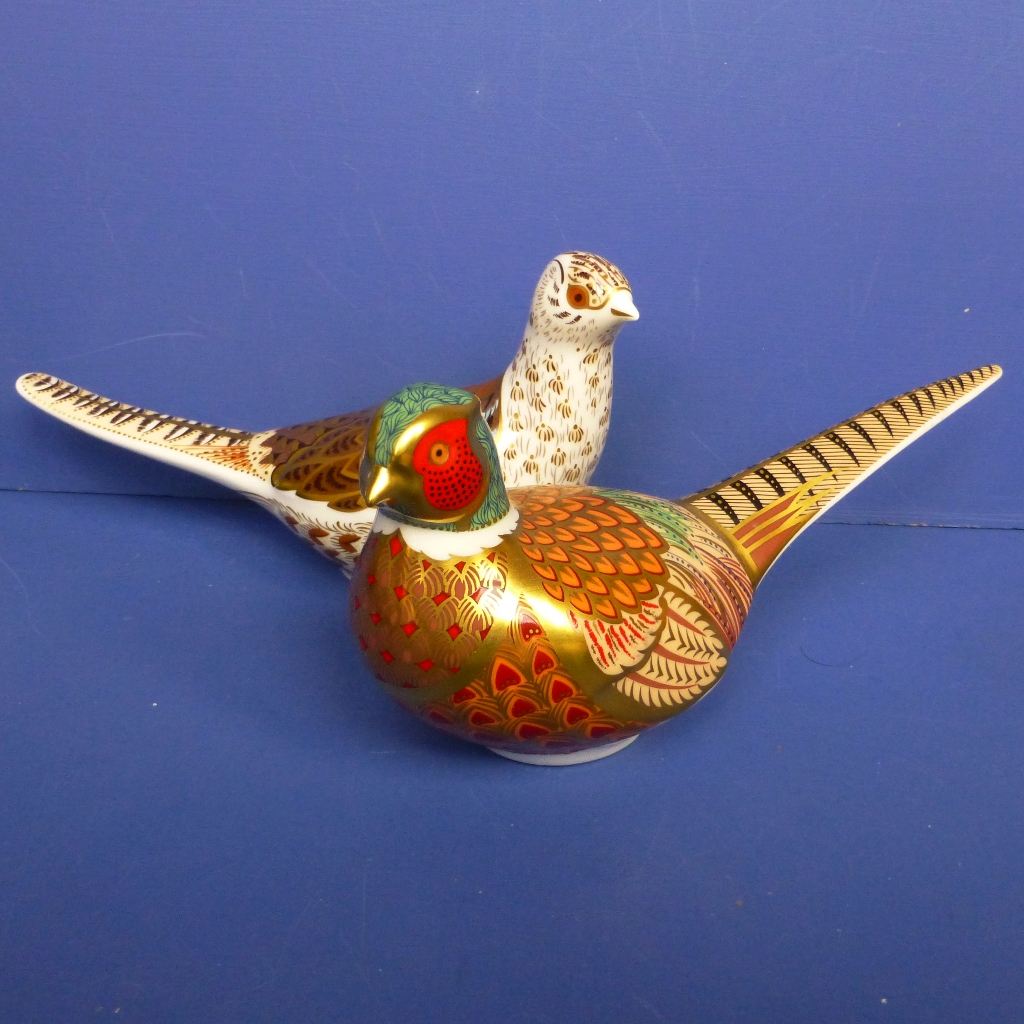Royal Crown Derby Limited Edition Paperweights - Cock & Hen Pheasants ...
