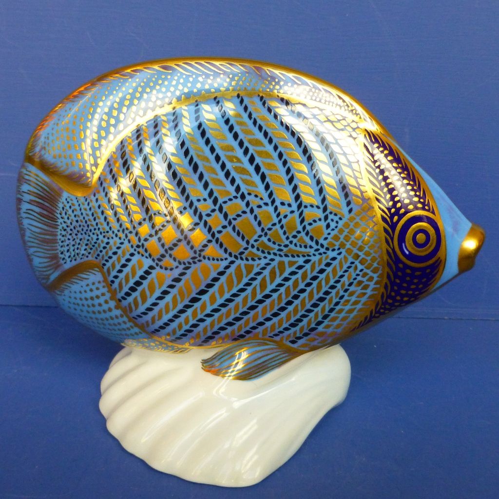 Royal Crown Derby Paperweight - Tropical Fish - Chevroned Butterfly Fi ...