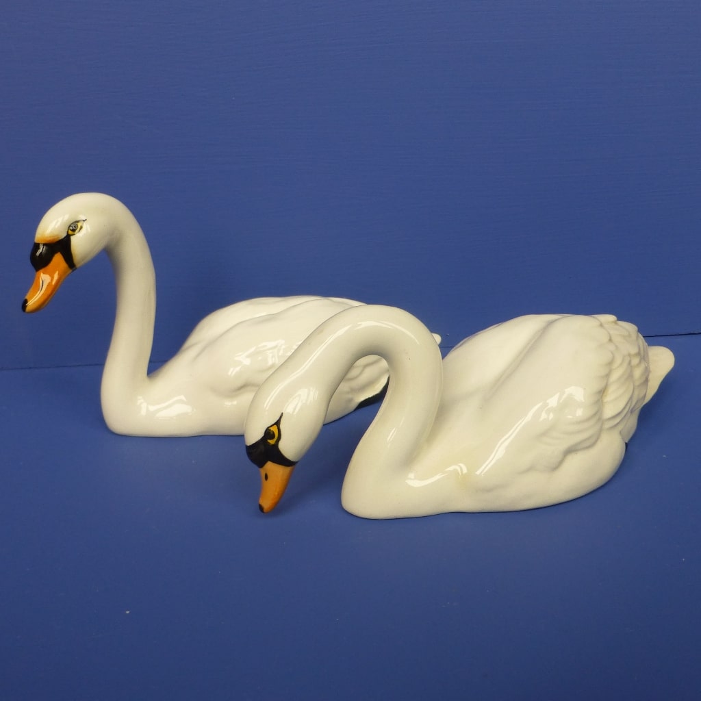 Beswick Pair Of Swans - Swan (Head Up) Model No 1684 & Swan (Head Down ...