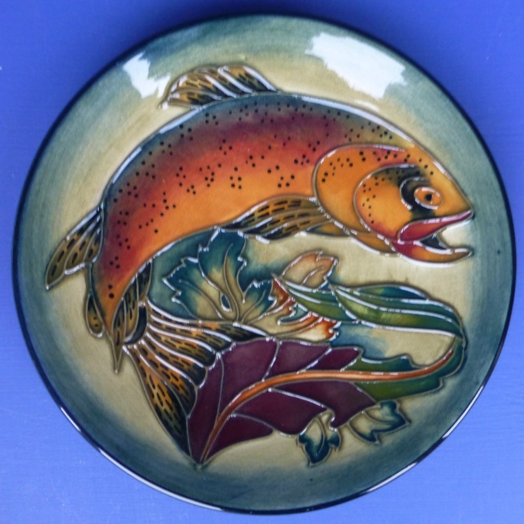 Moorcroft Plate - Trout By Philip Gibson – Peak Antiques and Collectables