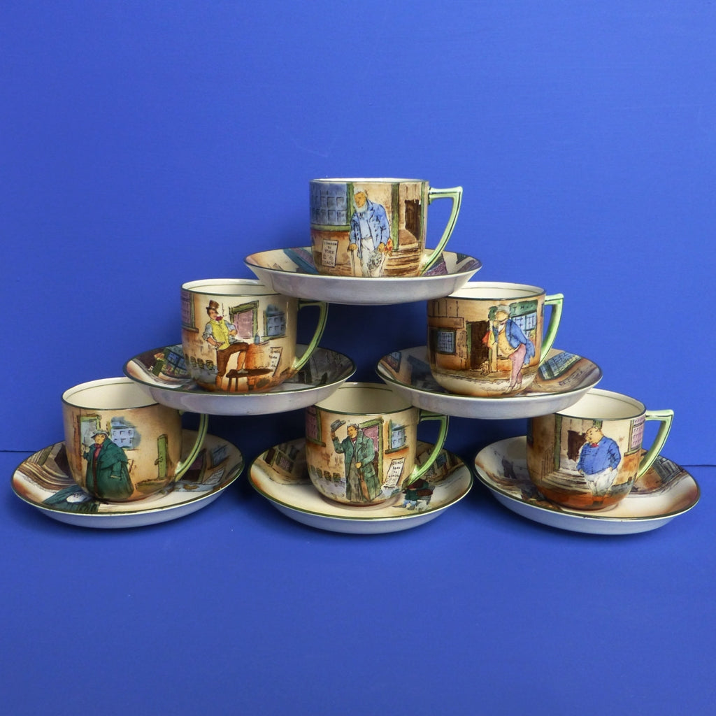 Royal Doulton Charles Dickens Series Ware Teacups & Saucers (Set of Si ...